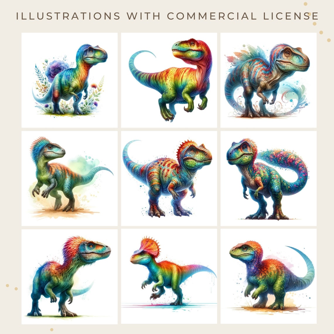 Colorful Watercolor Dinosaur Clipart Pack, Jurassic World Kids Stickers ...