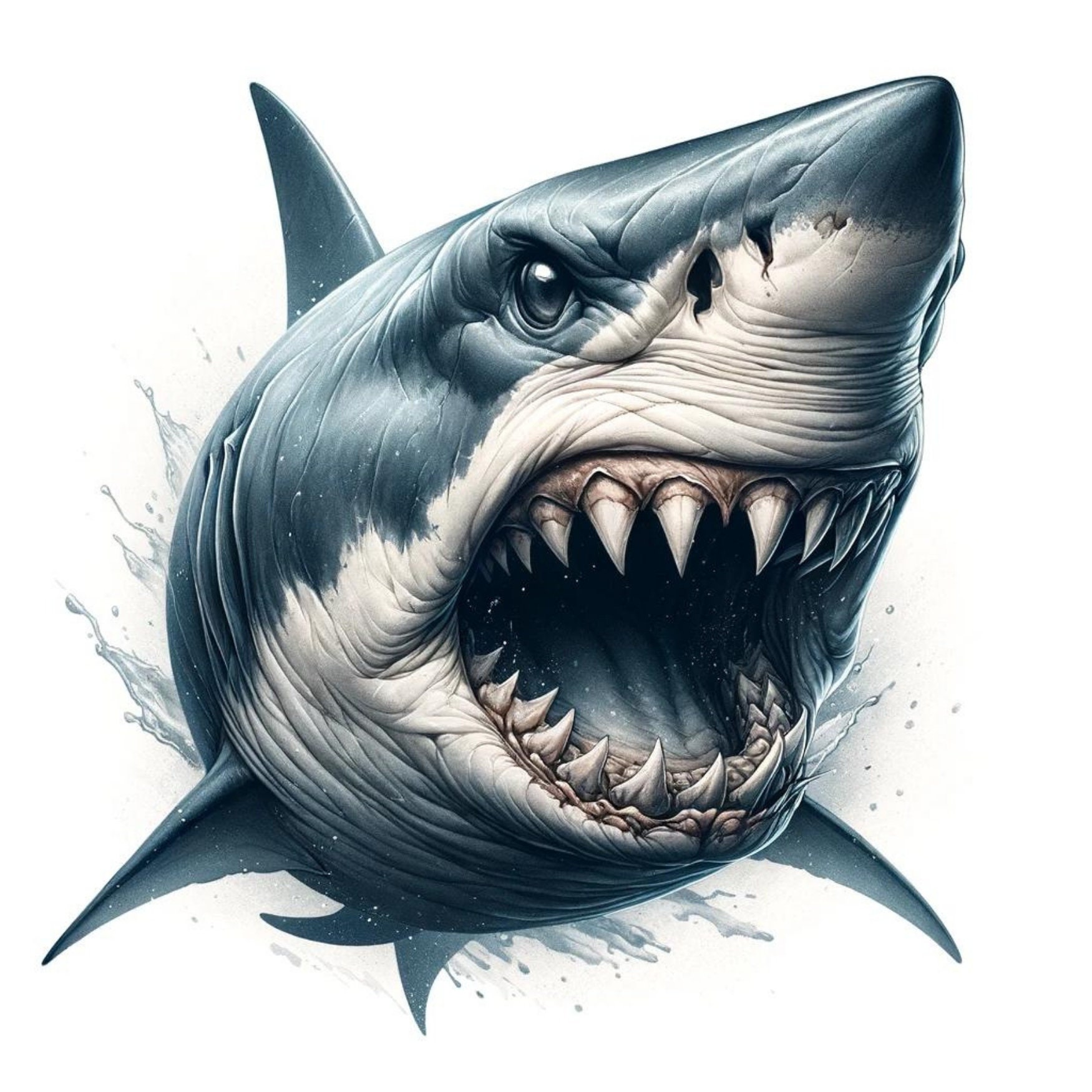 Angry Shark Digital Clipart, Ocean Designs for DIY Projects and Digital ...