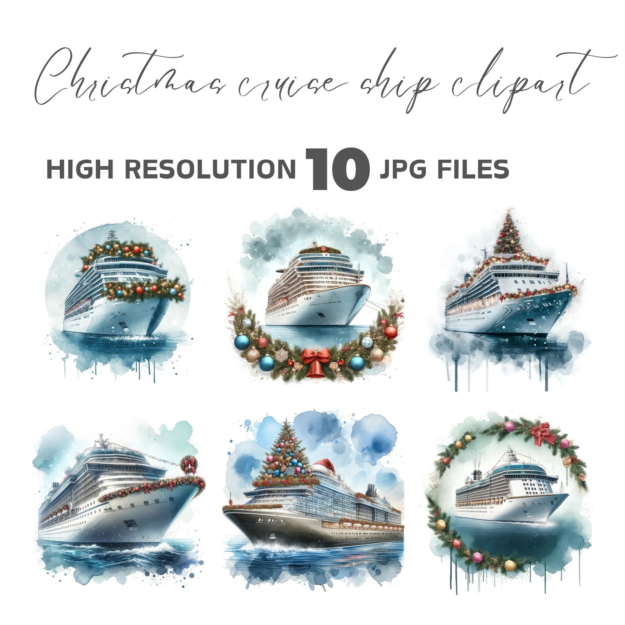 Christmas Cruise Ship Clipart Bundle Instant Download for Creative ...