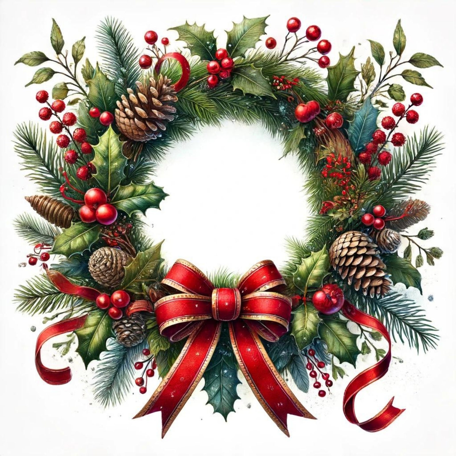 Christmas Wreaths Clipart Bundle, Greenery for Digital Crafting and ...