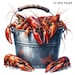 Bucket of Crayfish, Digital Scrapbook Images Bundle, Watercolor Clipart ...