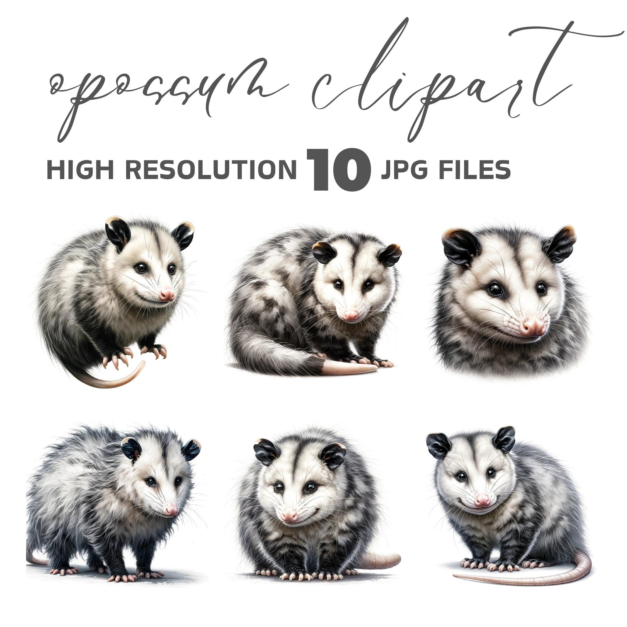 Cute Opossum Clip Art for DIY Projects, Stickers, Instant Download ...