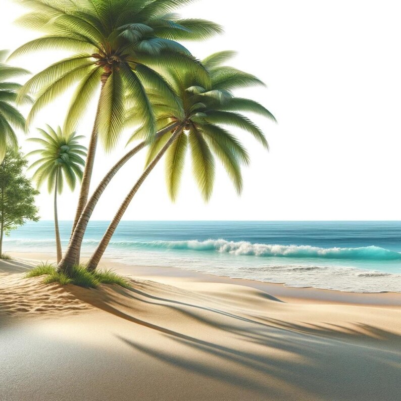 Ocean Clipart Set With Palm Tree Design, Tropical Island Background ...