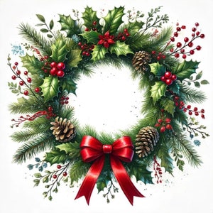 Christmas Wreaths Clipart Bundle, Greenery for Digital Crafting and ...