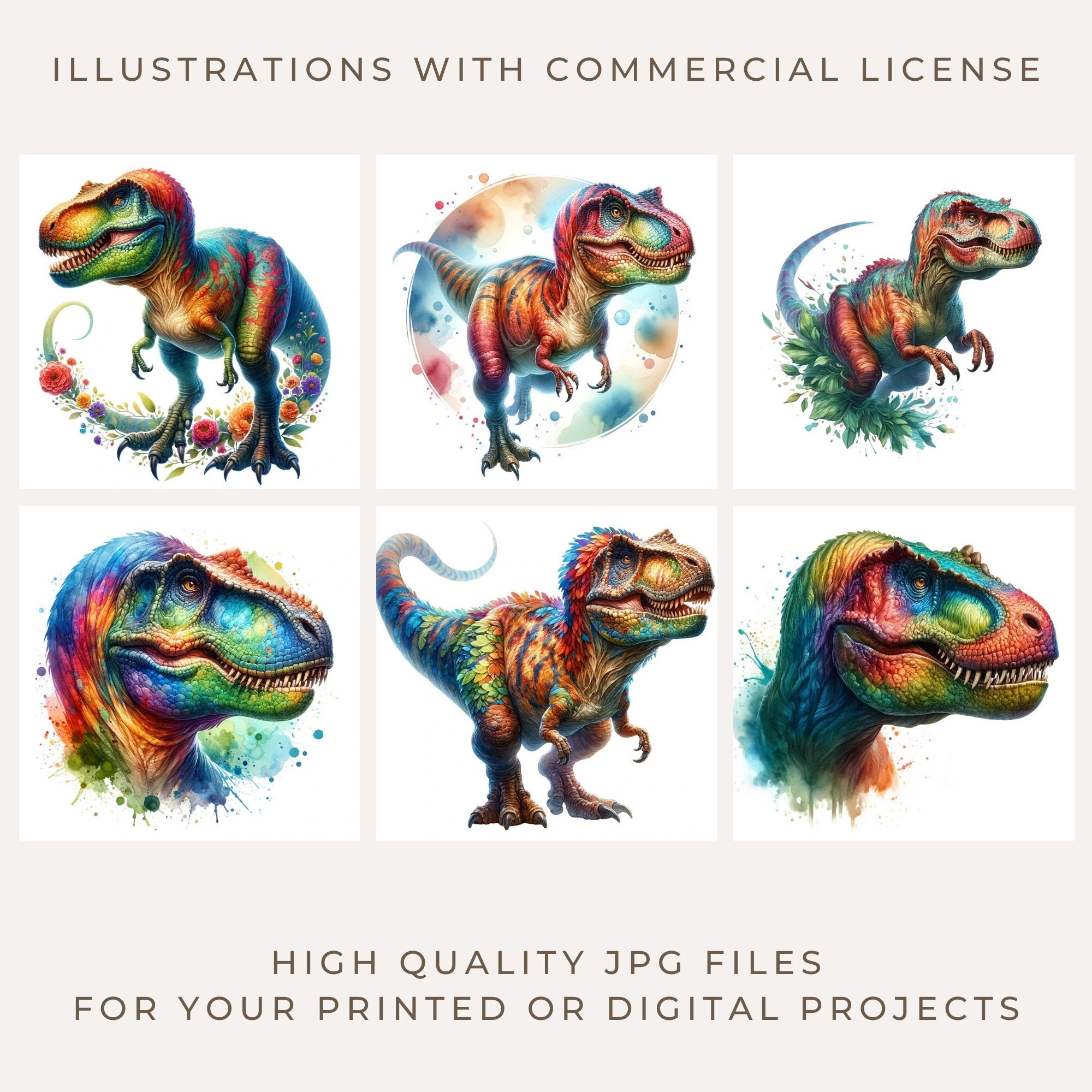 Tyrannosaurus Rex Clipart for Commercial Use, Instant Download ...