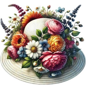 Watercolor Floral Flower Hat Clipart Set, Instant Download for Wedding ...