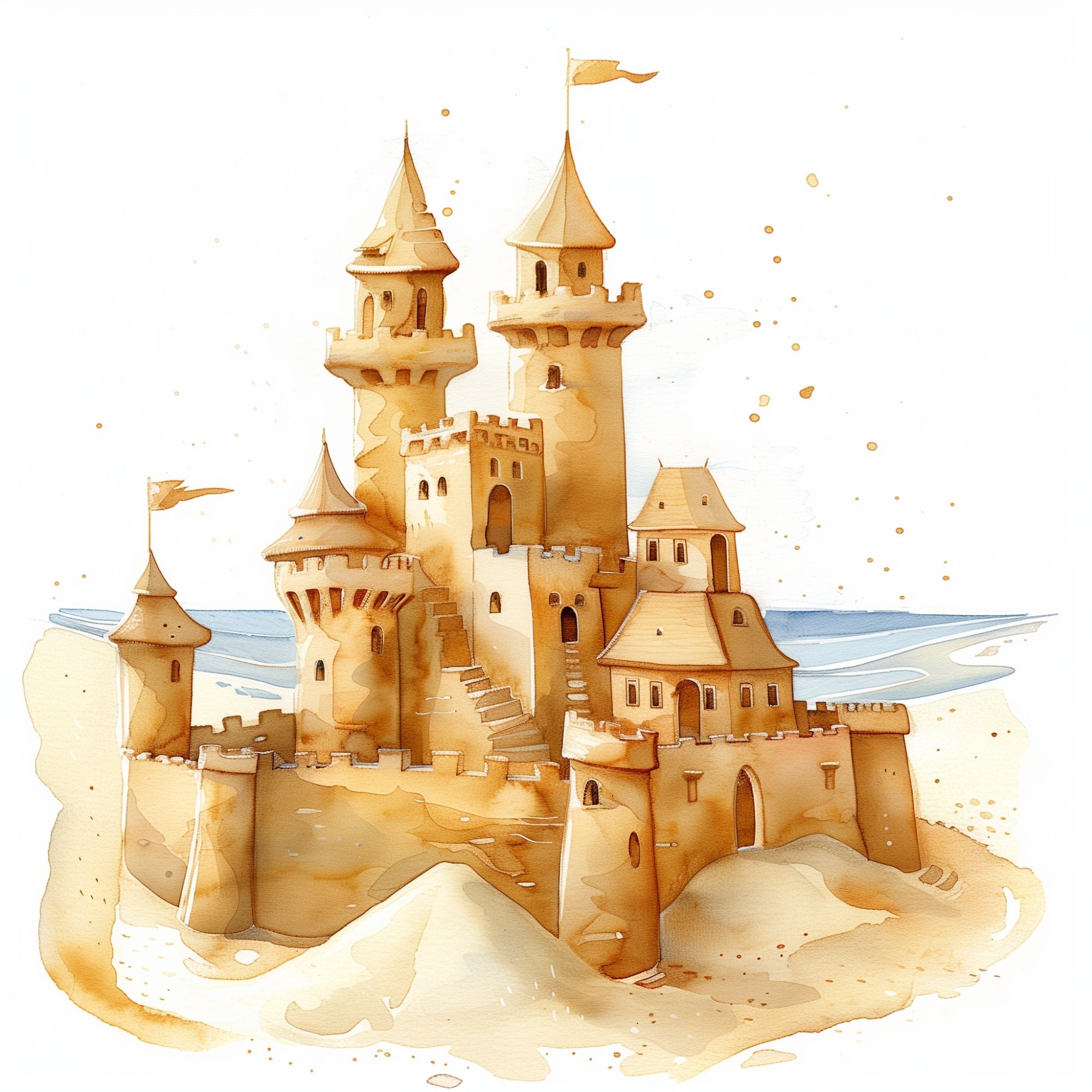 Sand Castle Clipart for Scrapbooking, Commercial Use Digital Art ...
