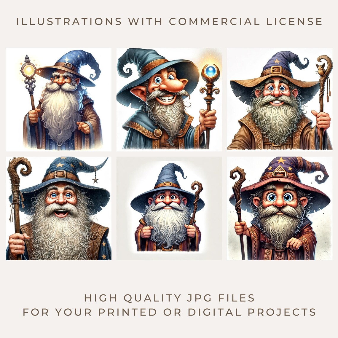 Wizard Watercolor Clipart Digital Download Bundle for Scrapbooking ...