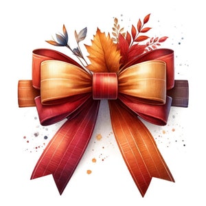 Coquette Bow Fall Bundle, Digital Download, Autumn Watercolor Clipart ...