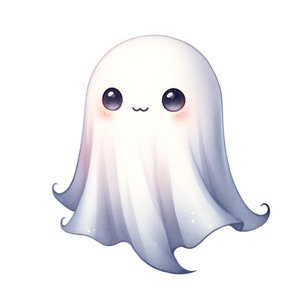Cute Kawaii Ghost Clip Art Bundle, Retro Halloween, Collage Images ...