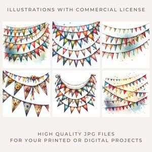 Party Bunting Clipart Bundle for Birthday Garlands and Invitations ...