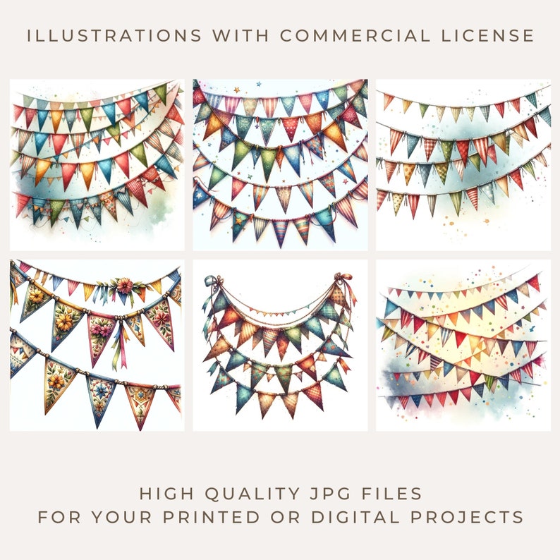 Party Bunting Clipart Bundle for Birthday Garlands and Invitations ...