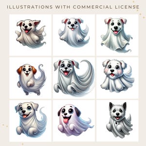 High Resolution JPG Funny Ghost Dog Clipart Bundle for Scrapbooking ...