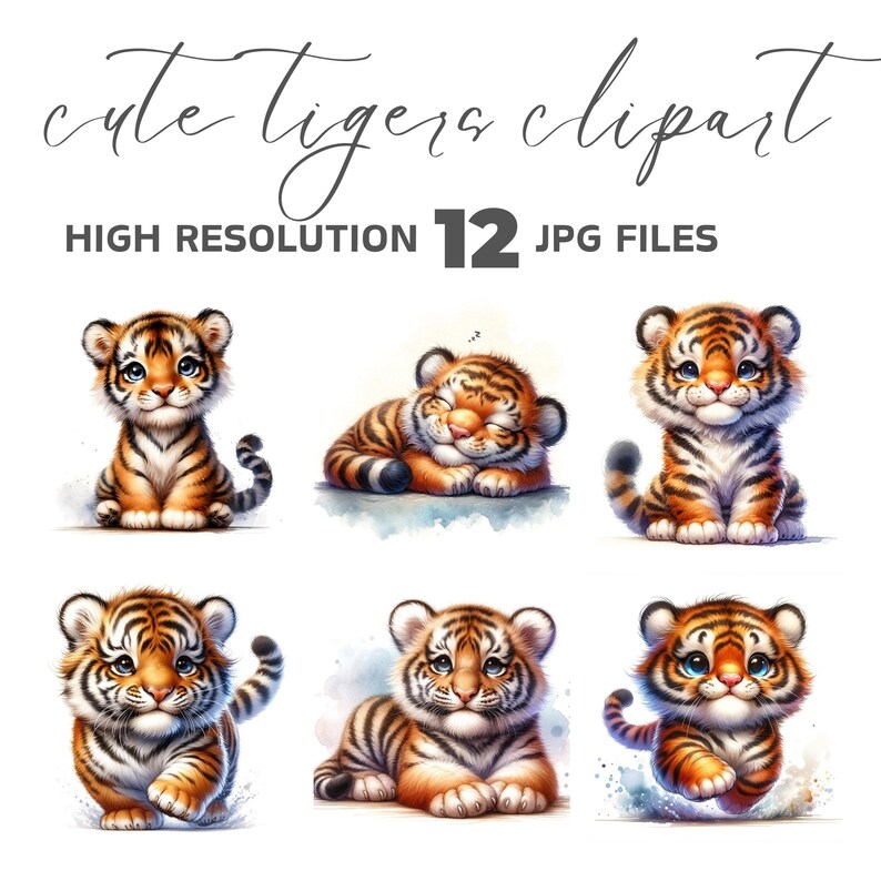 Cute Tigers Collage Images for Commercial Use, Jungle Nursery Decor ...