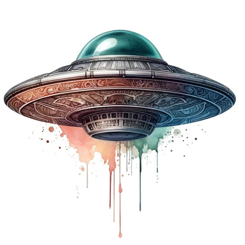 12 Flying Saucer Digital Clipart Set, Fun UFO Illustrations for Digital ...