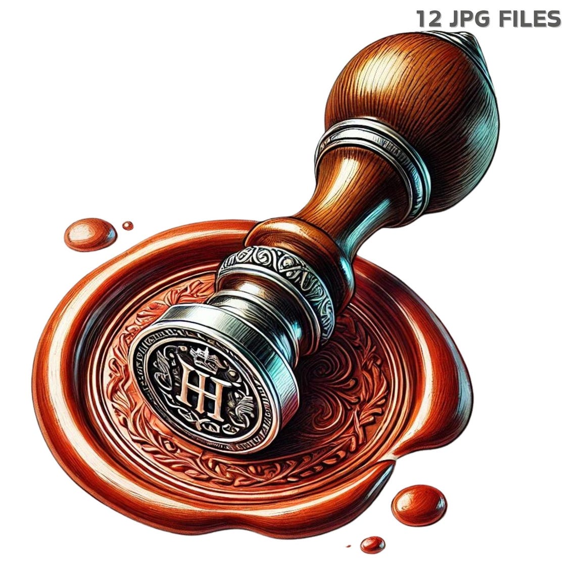Vintage Wax Seal Stamp Clipart Set, High Resolution JPG Digital ...