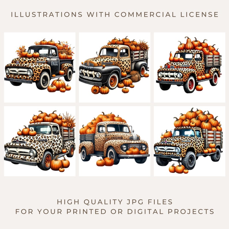 Cheetah Fall Old Truck With Pumpkins Clipart, Thanksgiving Autumn ...