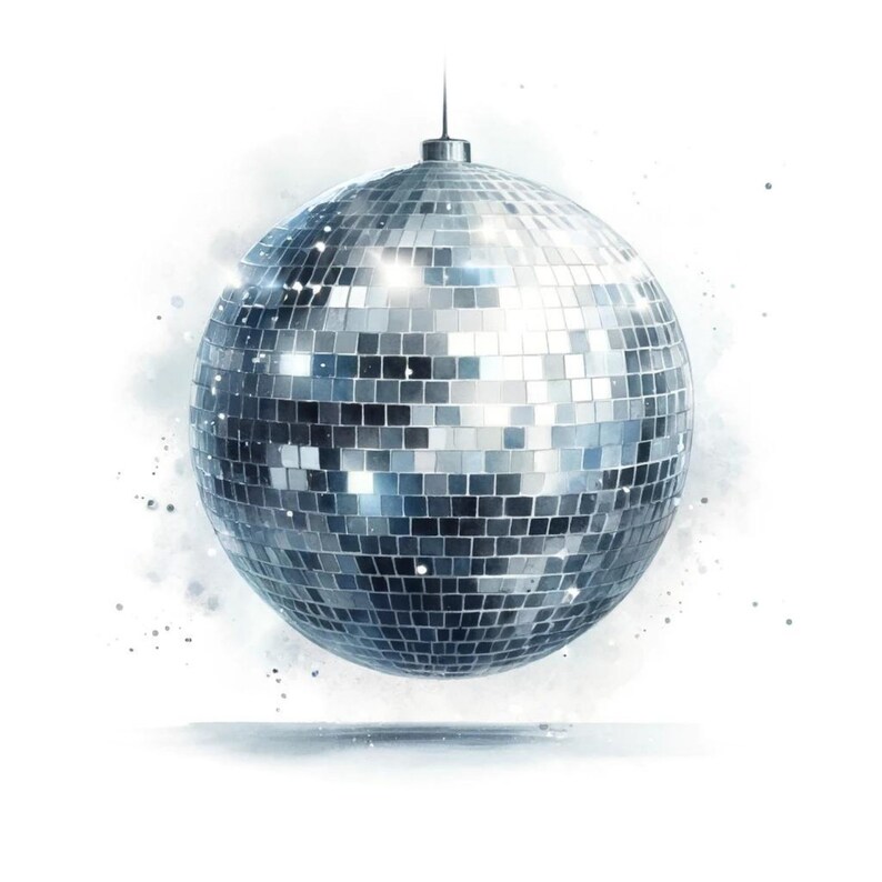 Disco Ball Clipart, Retro Watercolor Digital Download,collage Images ...