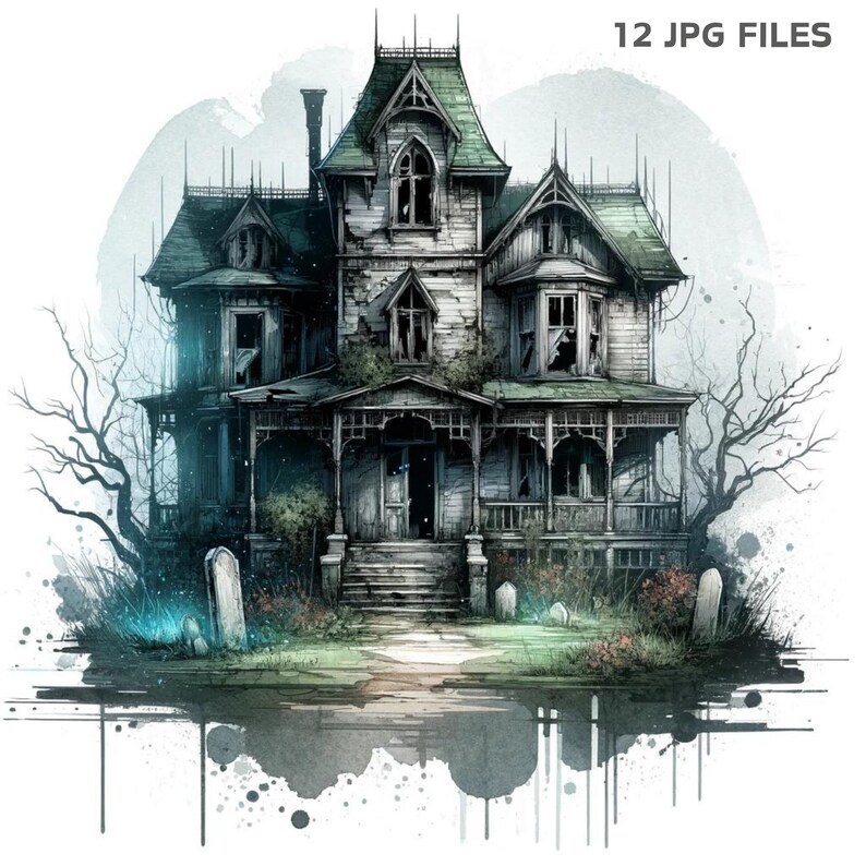 Haunted House Clipart Bundle, Scrapbook Images, Digital Crafting ...