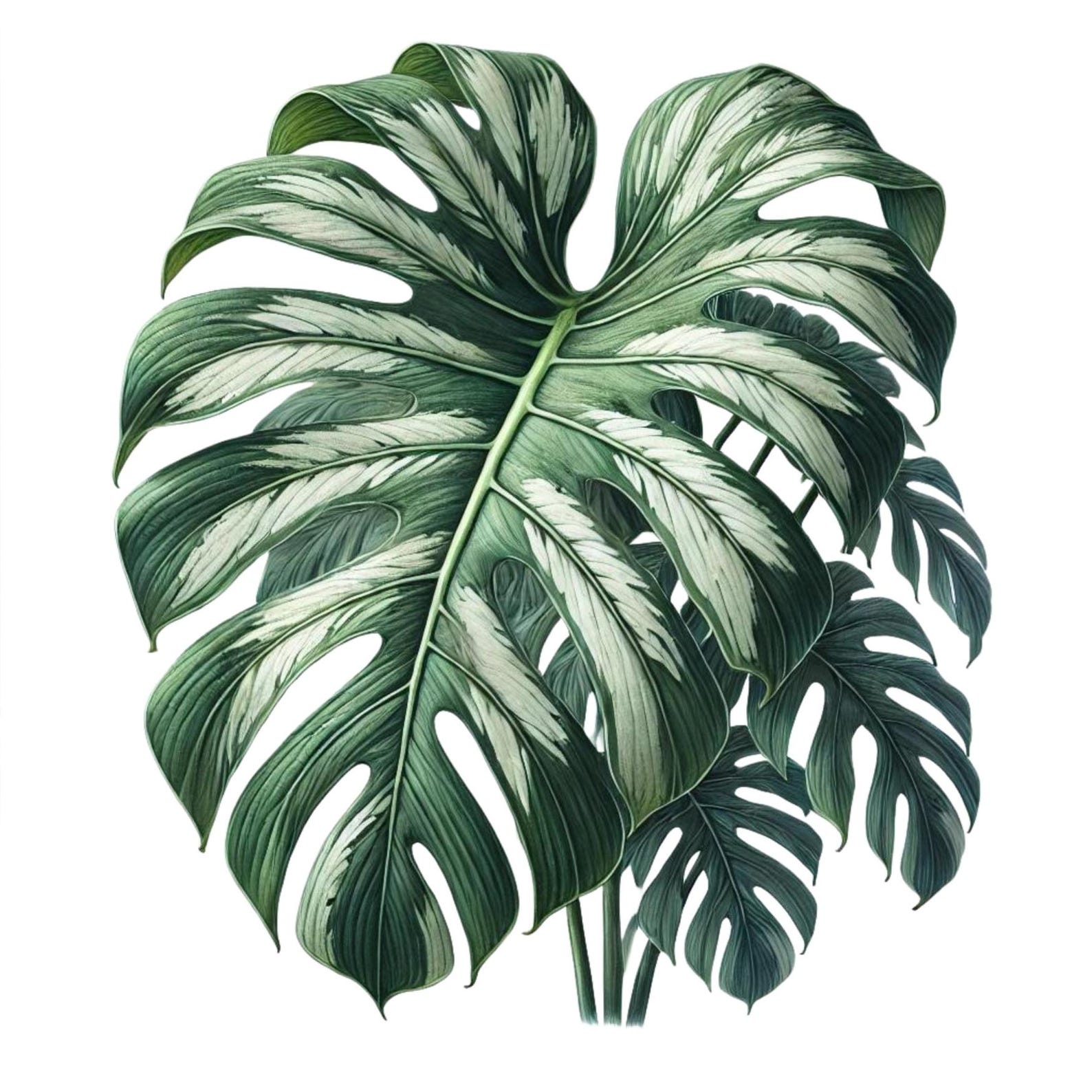 Variegated Monstera Clipart, Jungle Theme Images, Monstera Adansonii ...