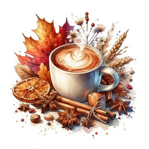 Autumn Hot Drinks Clipart Bundle, Hot Chocolate, Pumpkin Spice ...