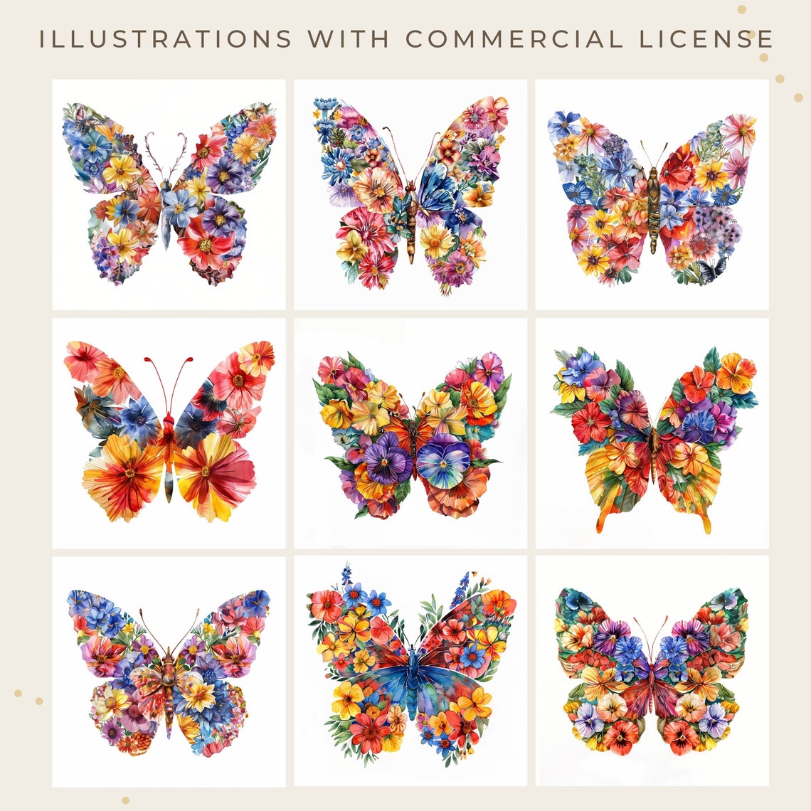 12 Spring Butterfly Clipart Set for Crafting and Digital Projects ...