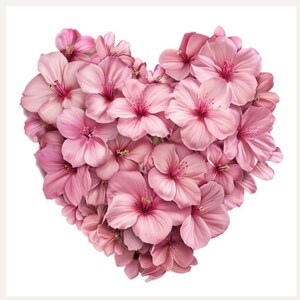 9 Watercolor Pink Hearts Flowers, Spring Floral Clipart for Commercial ...