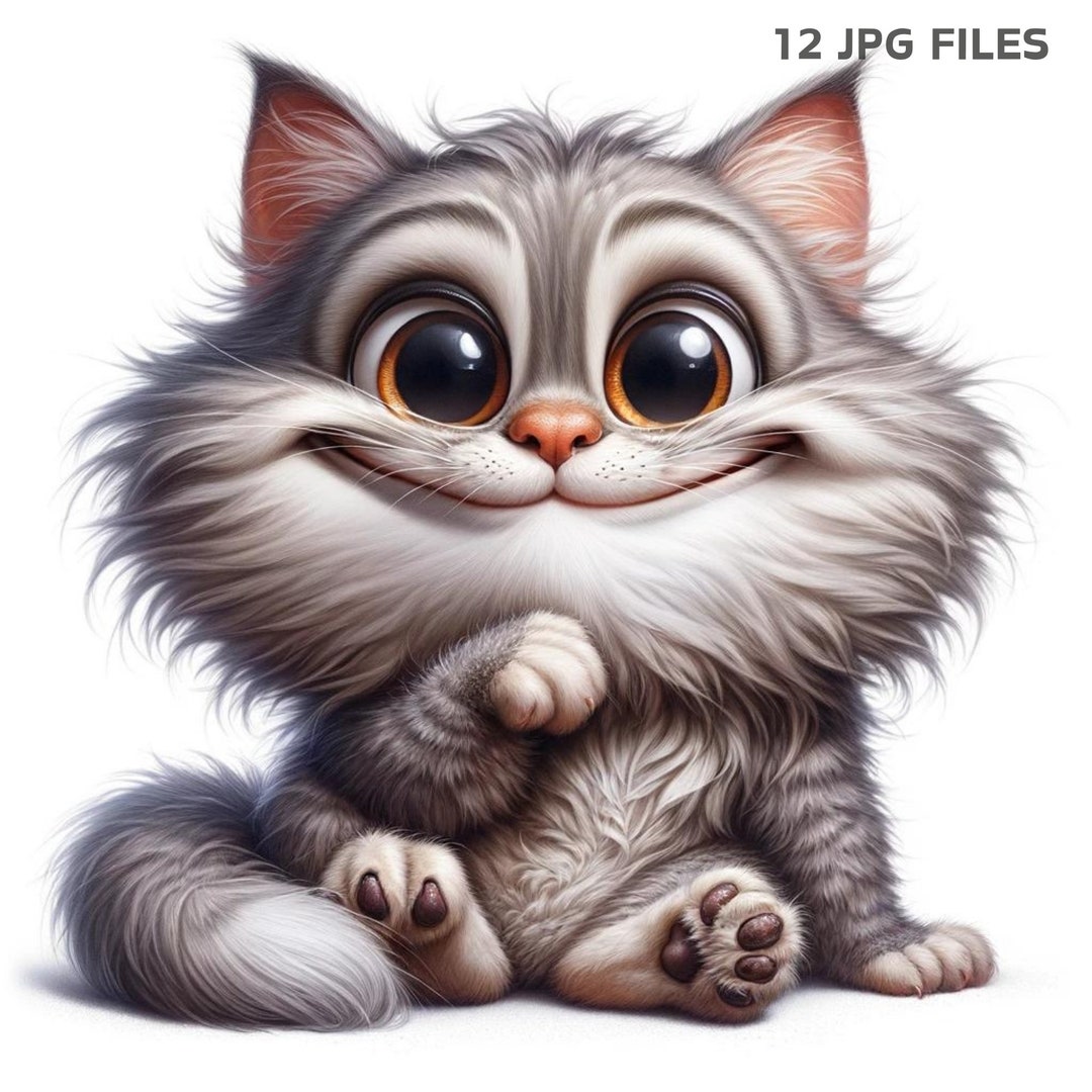 Funny Cat Clipart Collection for Commercial Use and Cat Gifts, Instant ...