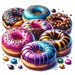 Vibrant Donut Digital Clipart Set for Cute Dessert Designs, Commercial ...