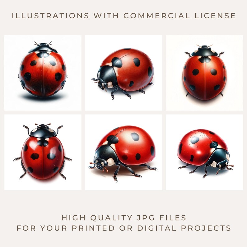 Ladybug Watercolor Clipart Set, Instant Download for Scrapbook Supplies ...