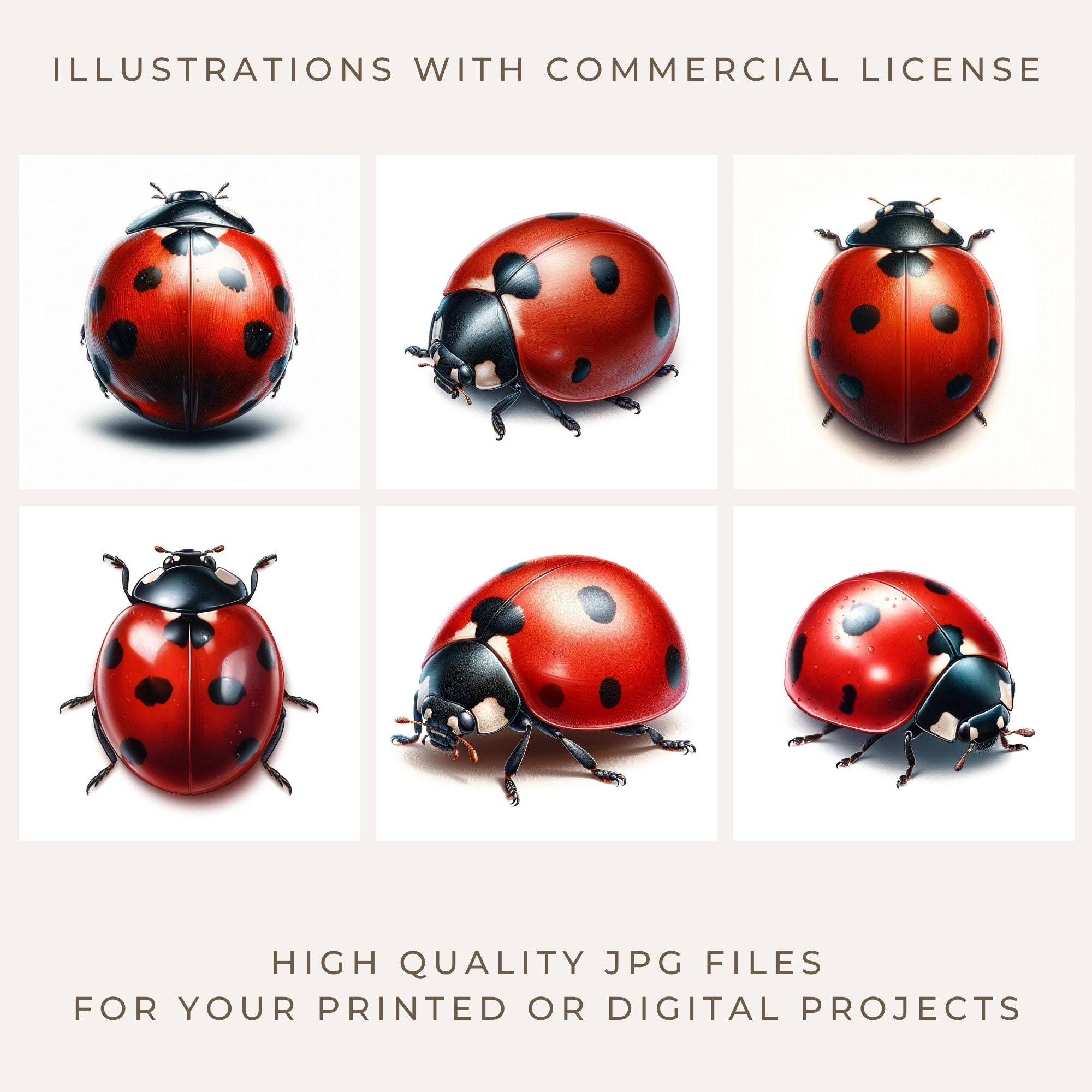 Ladybug Watercolor Clipart Set, Instant Download for Scrapbook Supplies ...