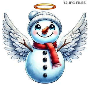 Christmas Angel Snowman Clipart Images for Junk Journals and Holiday ...