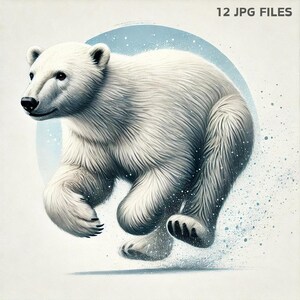 Watercolor Polar Bear Clipart Set, Digital Crafting Images for Nursery ...