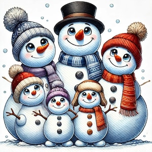 Funny Snowman Family Christmas Clipart, Digital Download, Holiday ...