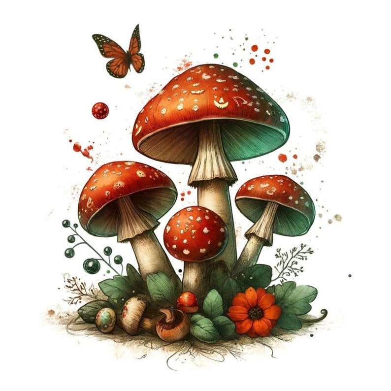Autumn Mushrooms Clipart, Thanksgiving Clipart Set: Autumn Mushrooms ...