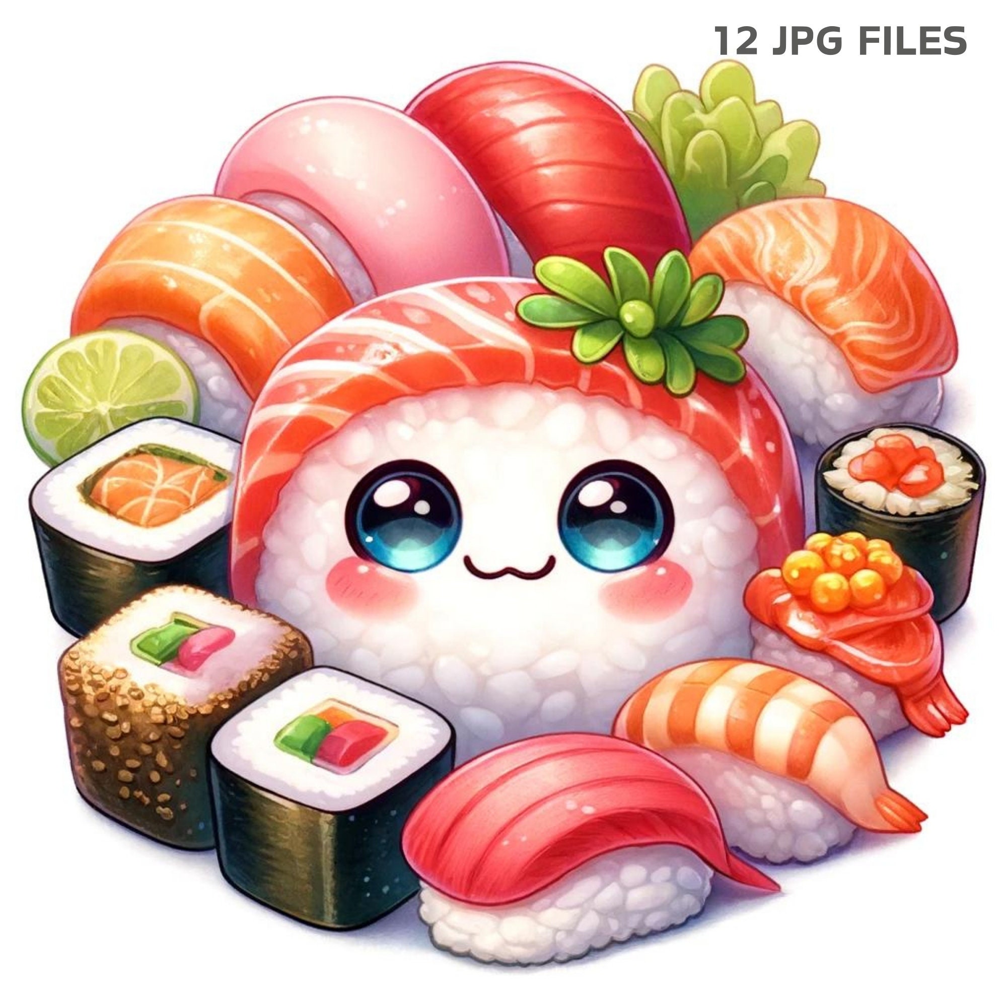 Sushi Food Clipart Bundle, Cute Kawaii Art Digital Download, Digital ...