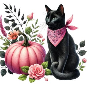 Watercolor Pumpkin Patch Clipart With Halloween Cat, Digital Crafting ...
