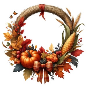 Thanksgiving Wreath Clipart, Floral Frames, Instant Download, Junk ...