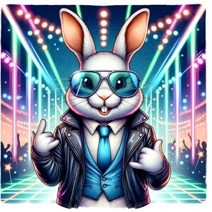 Neon Disco Bunny Watercolor Clipart Set, Digital Download for ...