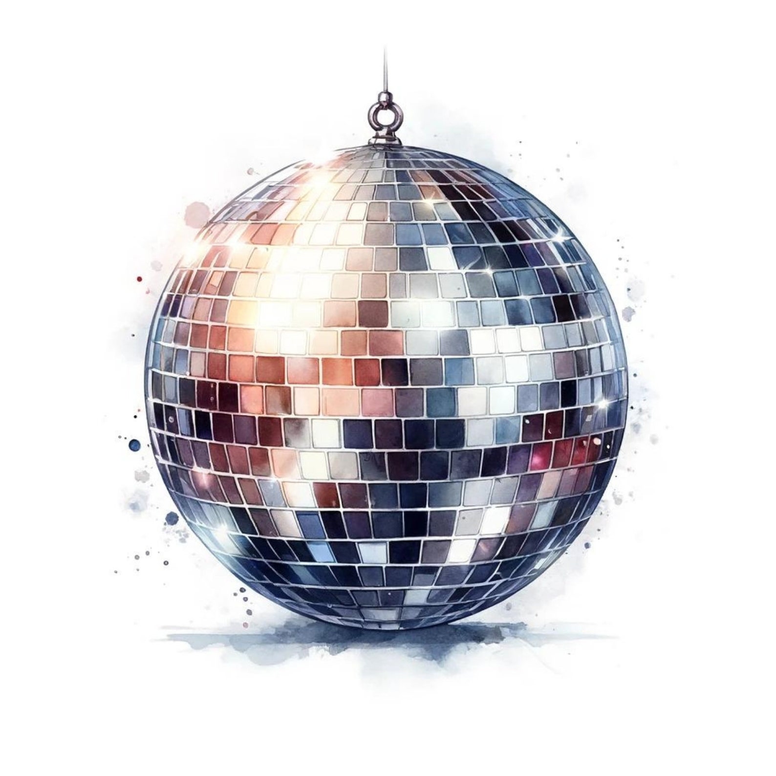 Disco Ball Clipart, Retro Watercolor Digital Download,collage Images ...