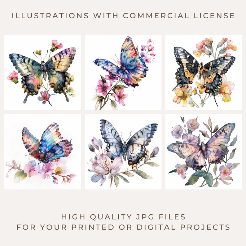 11 Printable Butterflies Collection Digital Art for Scrapbooking ...