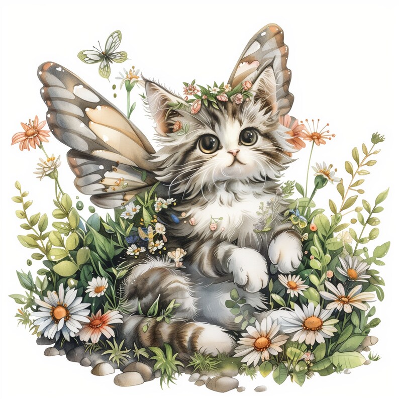 Fairy Cat Clipart for Mystical Junk Journals, Instant Download ...