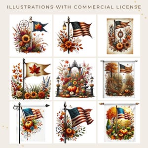 Fall Garden Flag Clipart Bundle, High Resolution JPG for Digital ...