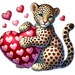 Leopard Valentine Clipart, Retro Love Watercolor JPG, Sweet Leopard ...