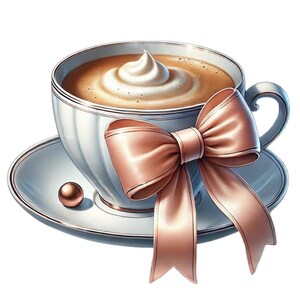 Coquette Coffee Cup With Bow Clipart, Pink Watercolor Bows, Soft Girl ...