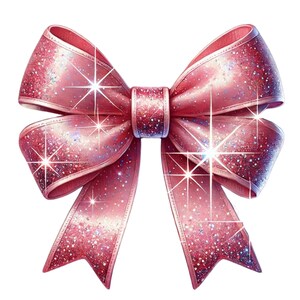 Pink Sparkling Coquette Bow Clipart, Watercolor Bows & Preppy Girly ...