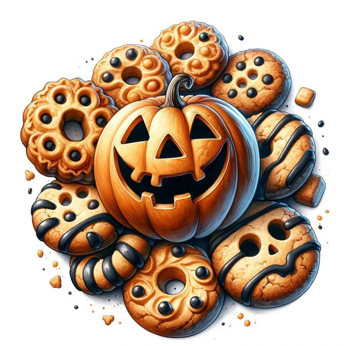 Spooky Halloween Cookies Clipart Set for Journaling, Instant Download ...