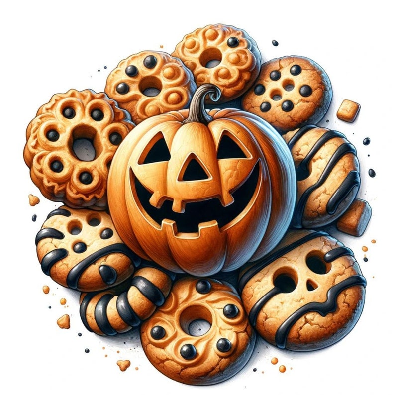 Spooky Halloween Cookies Clipart Set for Journaling, Instant Download ...