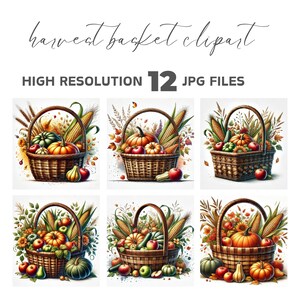 Autumn Harvest Watercolor Clipart Bundle, Digital Crafting, Vintage ...