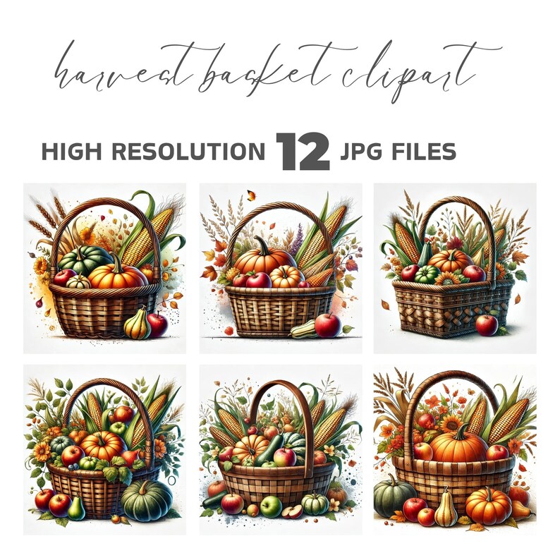 Autumn Harvest Watercolor Clipart Bundle, Digital Crafting, Vintage ...